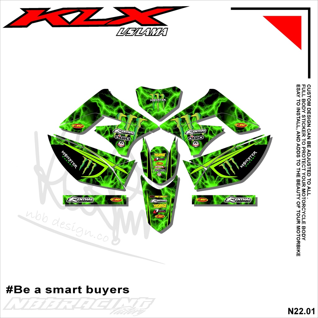 Old KLX 150s/L Sticker Decal - Old KLX Sticker Latest Racing Design N22 ...