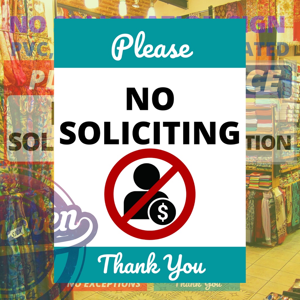 No Solicitation Soliciting Laminated Photo, PVC Plastic & Waterproof ...