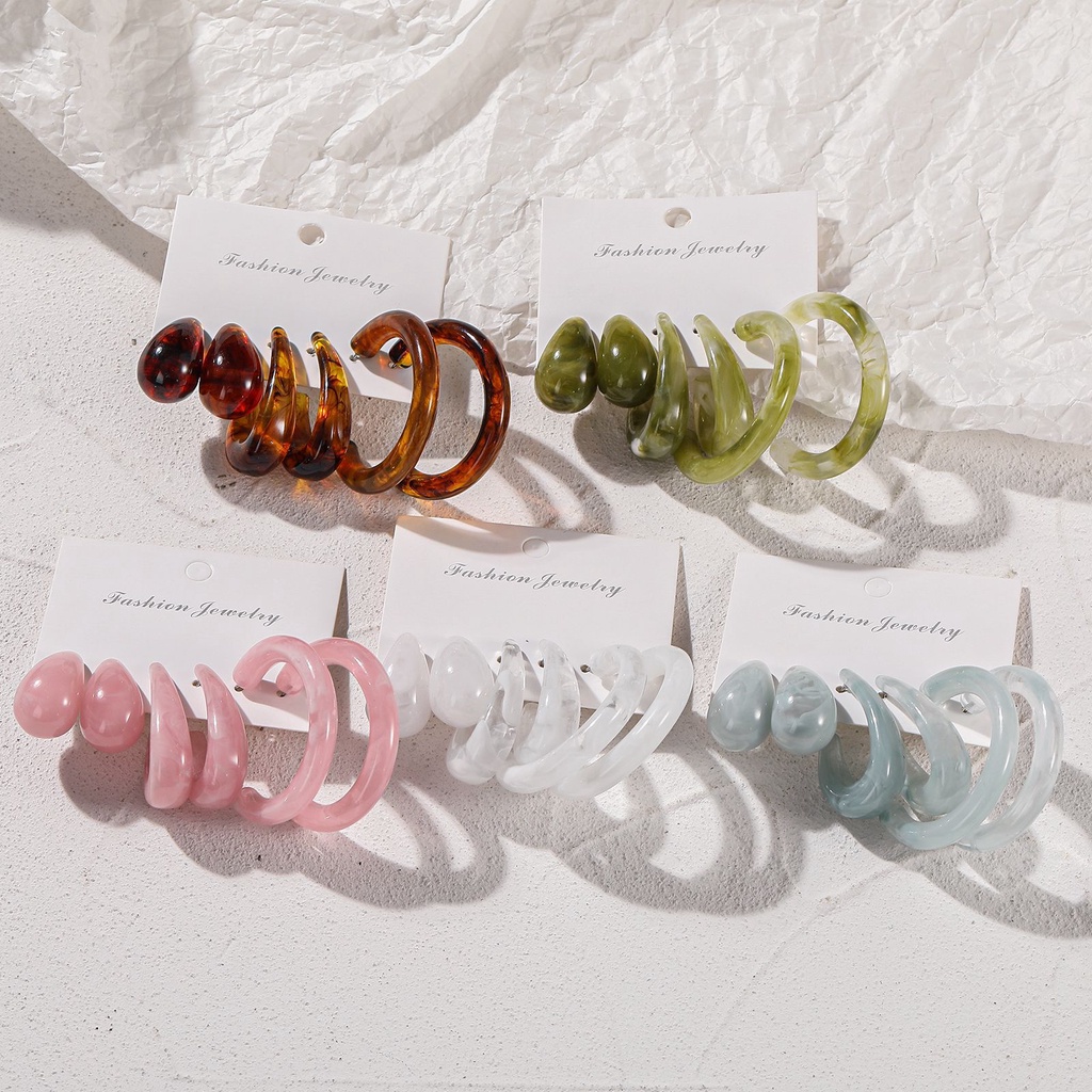 Acetate Plate Earring Set 3 PairsRetro C Letter Alloy Earings New 2024 ...