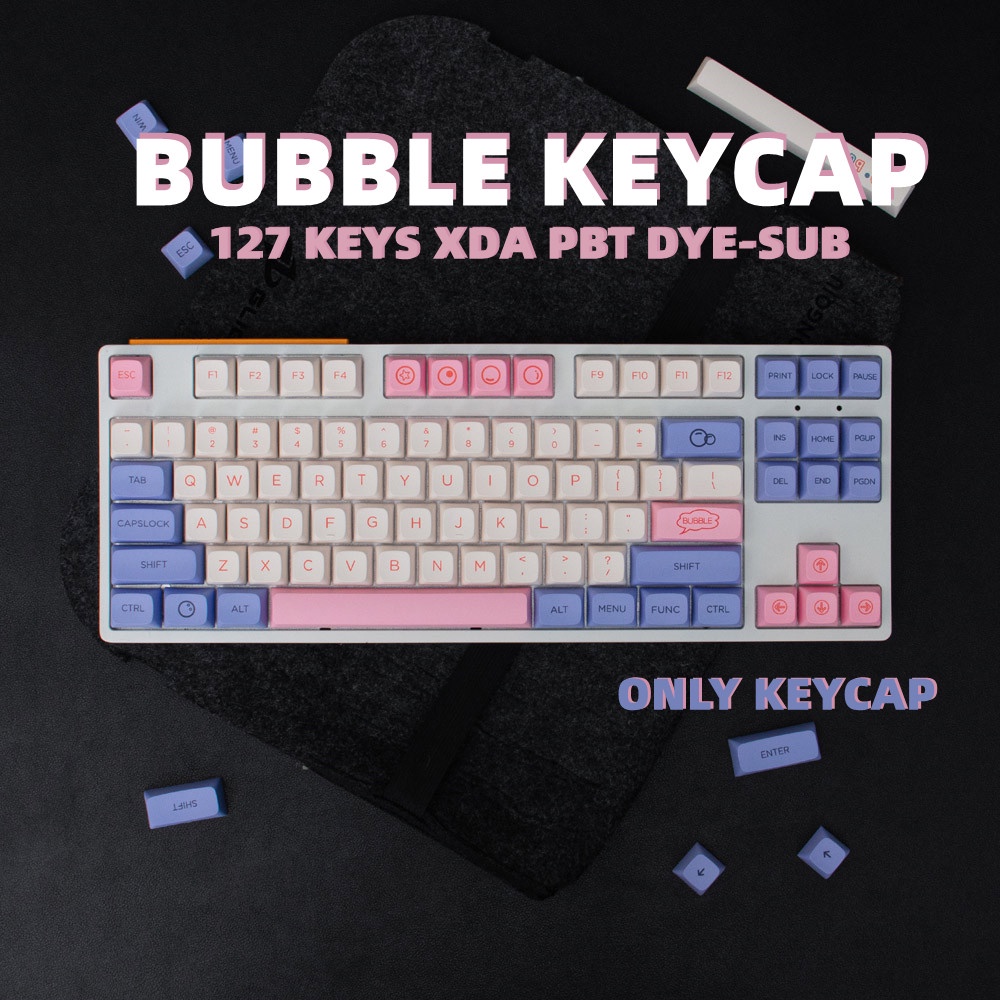 Bubble keycap PBT 127 Keys XDA Profile DYE-SUB ANSI Layout Keycaps For ...