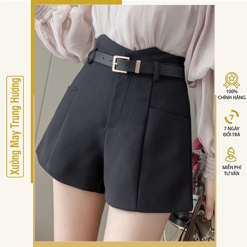 Women's wide-leg shorts with V-shaped waistband, 2 front pockets made ...