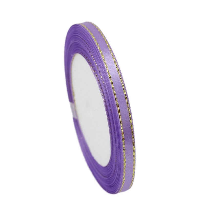 (25 yards/roll) Gold edge ribbon satin ribbons high quality gift ...