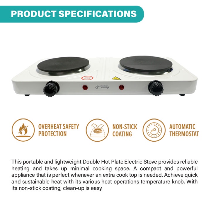 American Heritage Double Hot Plate Electric Stove HEHP-458 | Shopee ...