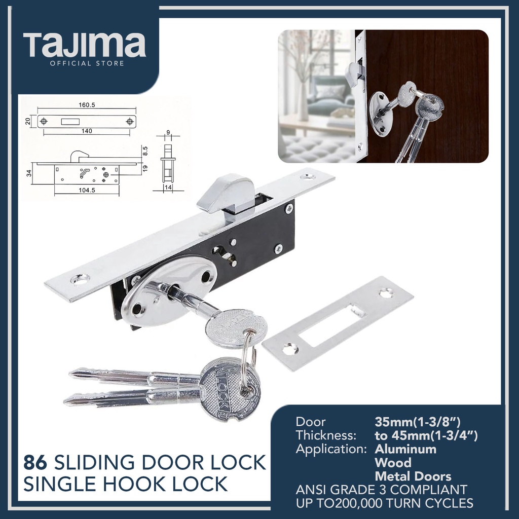 Sliding Door Single Hook Lock with Key | Shopee Philippines