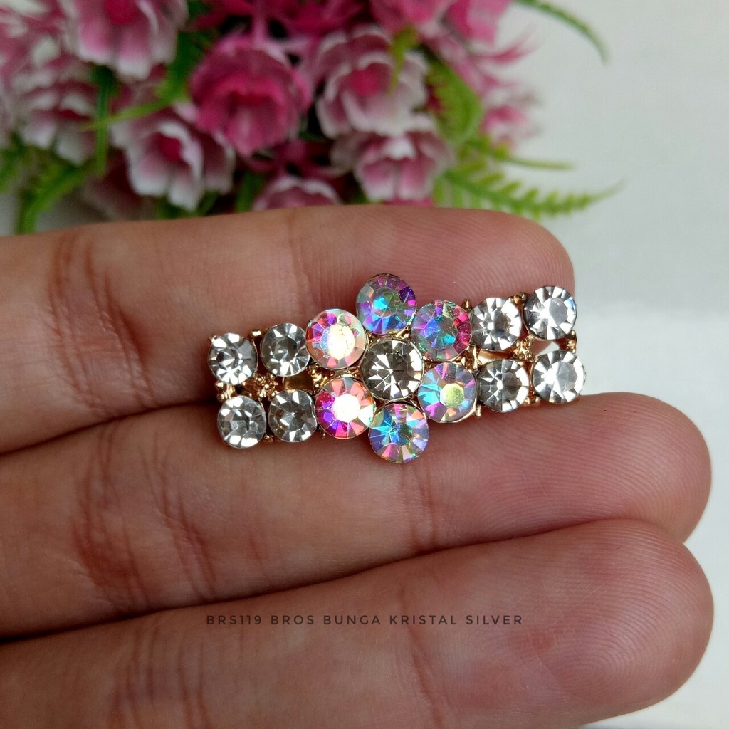 Crystal flower brooch hijab brooch chin tuspin brooch hijab safety pin ...