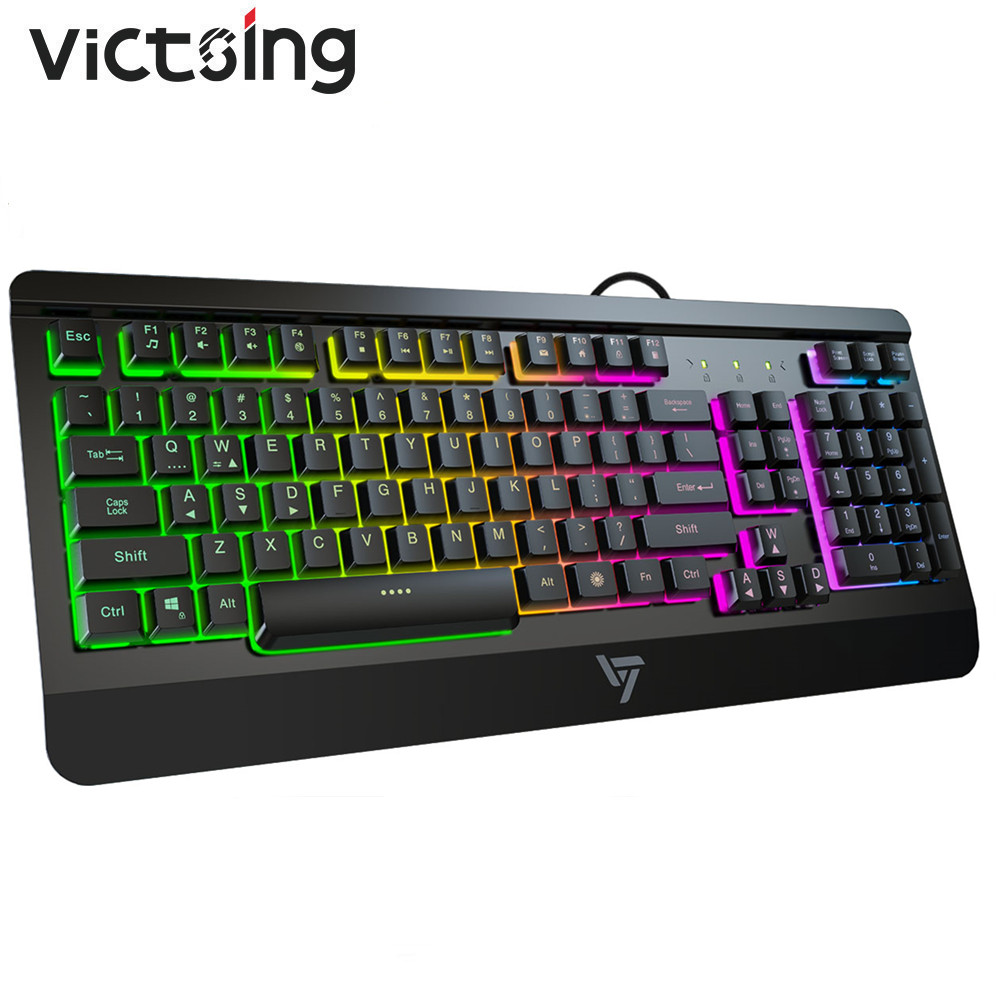 VictSing Gaming Keyboard, LED Backlit Wired Keyboard with Ergonomic ...