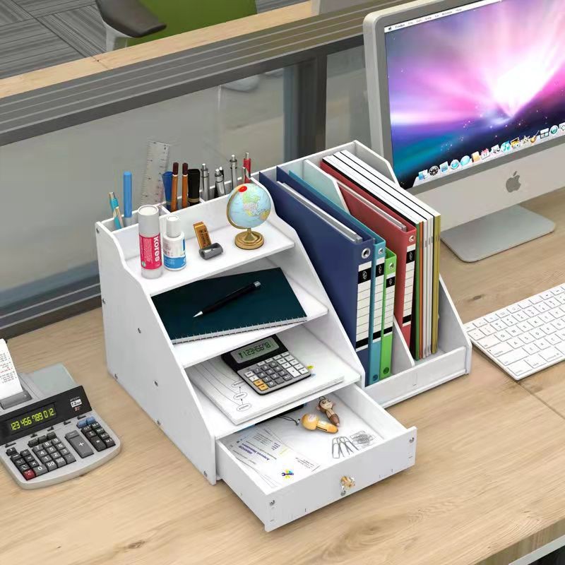 Desk Storage Bookshelf Folder Book Office Paper Storage Box File Rack ...