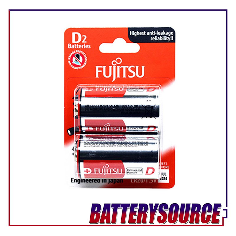 Fujitsu Size D Alkaline Battery LR20 R20 MN1300, MX1300, UM1, UM-1, SUM ...