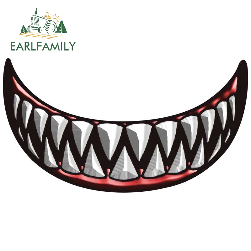 EARLFAMILY 13cm Scary Devil Tooth Car Sticker RV Windows Helmet Laptop ...