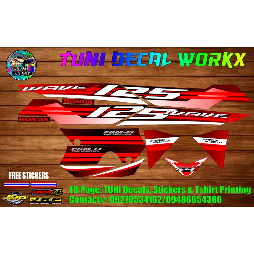 HONDA WAVE i 125 STOCK DECALS (RED) W/ FREEBIES | Shopee Philippines