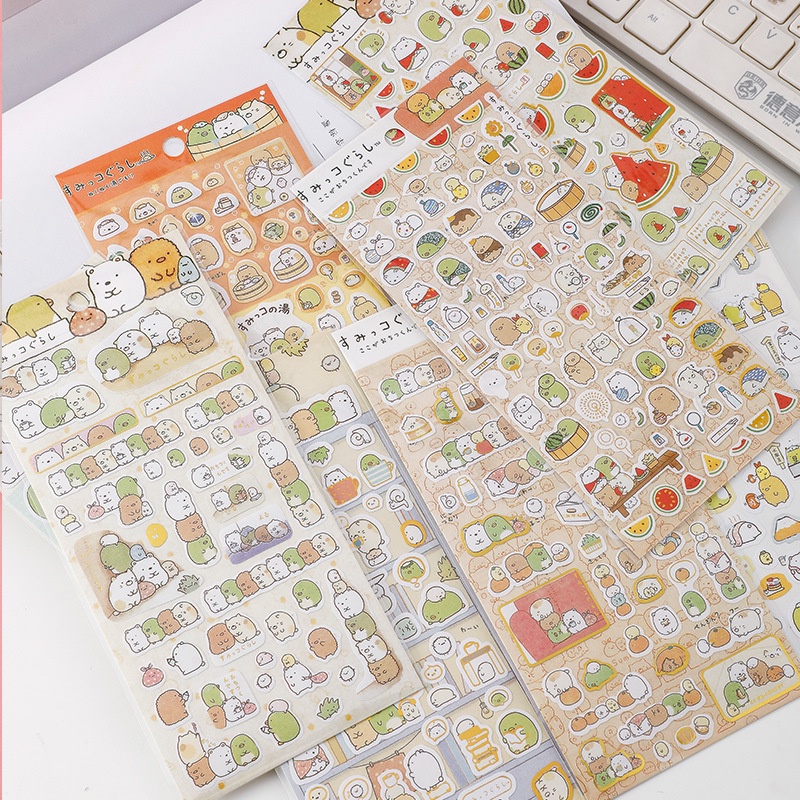 Japanese Cartoon Transparent Stickers Handbook Cute Deco Label Stickers ...
