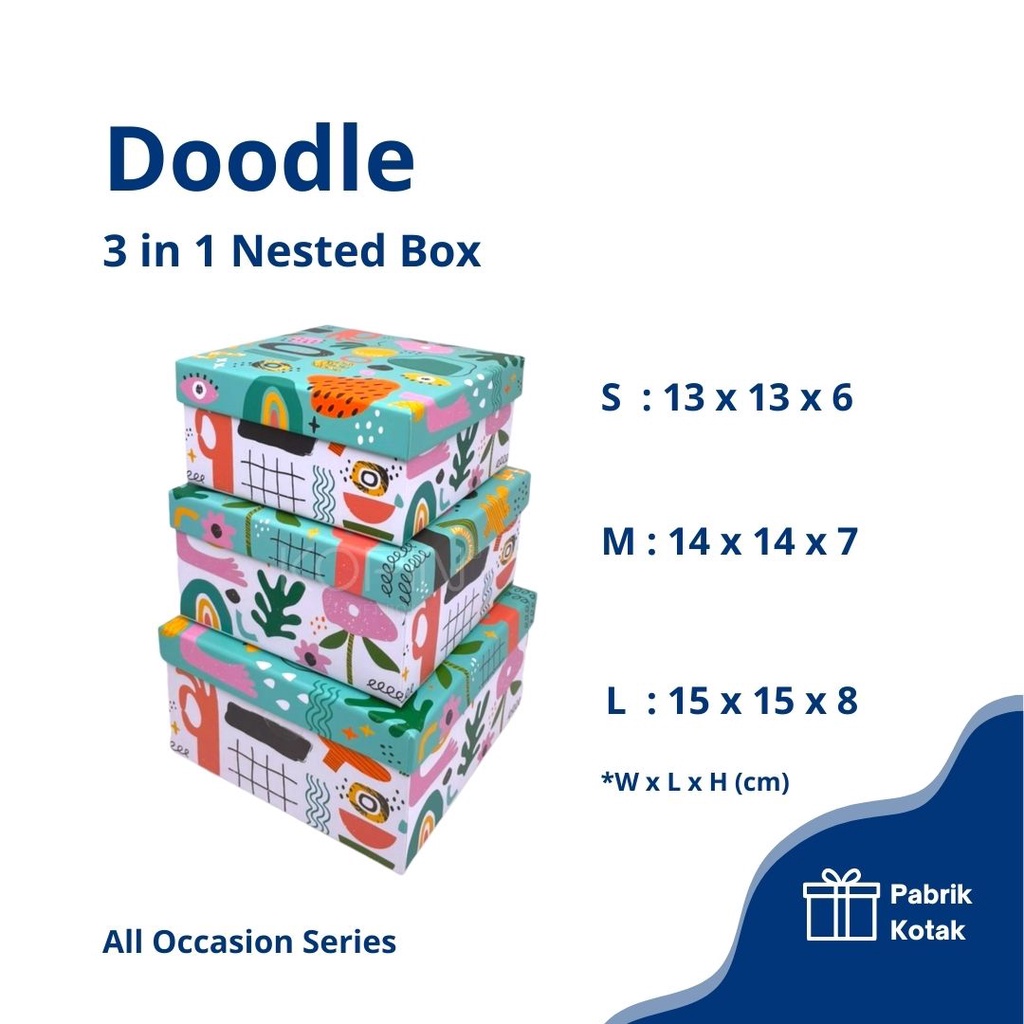 Gift Box - Hampers Box - 3 in 1 Nested Box - "Doodle" (New All Colors ...