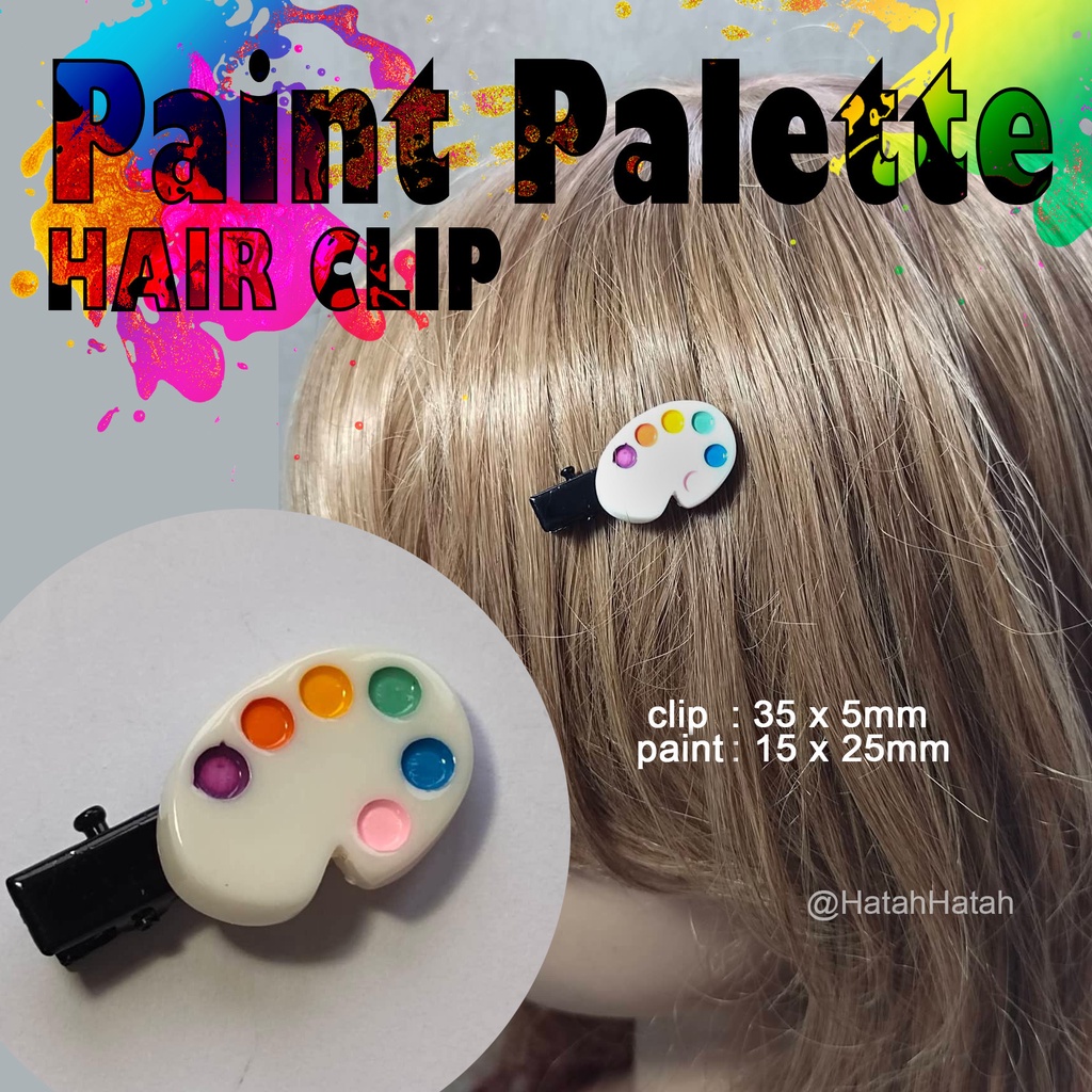 3D artist paint palette Hair clip hairclip kawaii painting painter hair ...