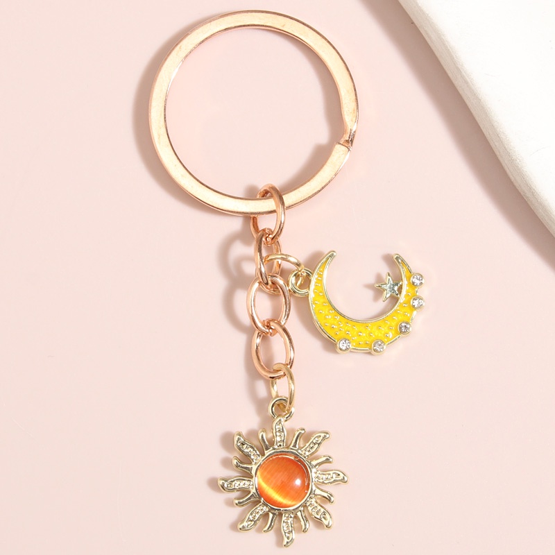 Cute Enamel Keychain Sun Moon Key Ring Sky Key Chains Nature Gifts ...