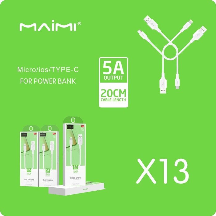 Maimi X13 Type-c 20Cm 5A Original Speed Charging Data Cable | Shopee ...