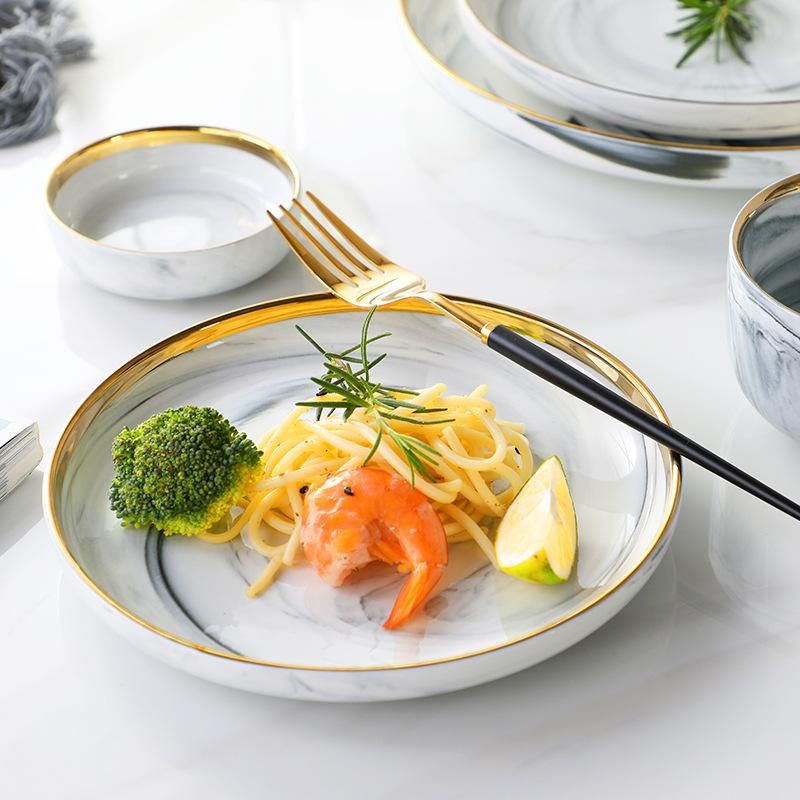 Gold Edge Plate - Gray/Gold Edge Ceramic Dinner Plate | Shopee Philippines