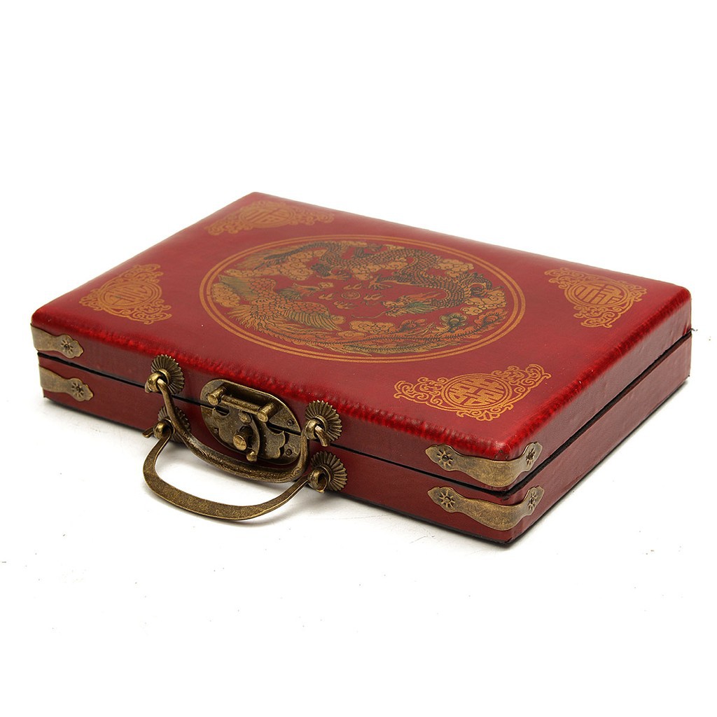 DONO Portable Retro Mahjong Box Rare Chinese 144 Mah-Jong Set Bamboo ...