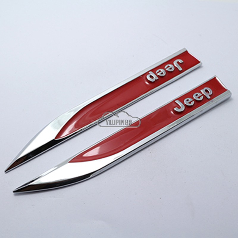 2Pcs Jeep Car Side Emblem Decal Sticker Blade Leaf Label 3D Metal ...