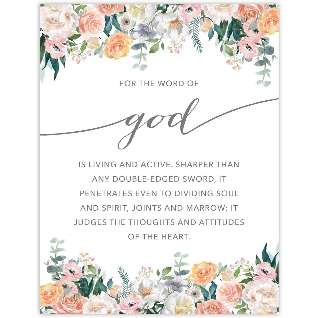 Christian Bible Verses Floral Roses Poster Heb 4:12: for The Word of ...