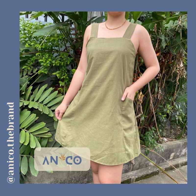 ANICO | LAILA | Square Neck two-pocket A-line Casual Dress | Shopee ...