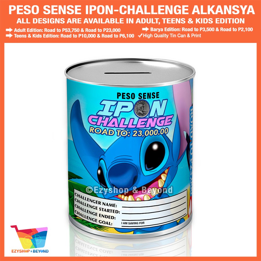 Stitch3 PESO SENSE Ipon Challenge Alkansya Coin Bank Road to 23K by ...