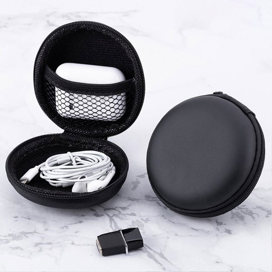 Round Mini Earphone Holder Case Storage Carrying Hard Bag Box Case For ...