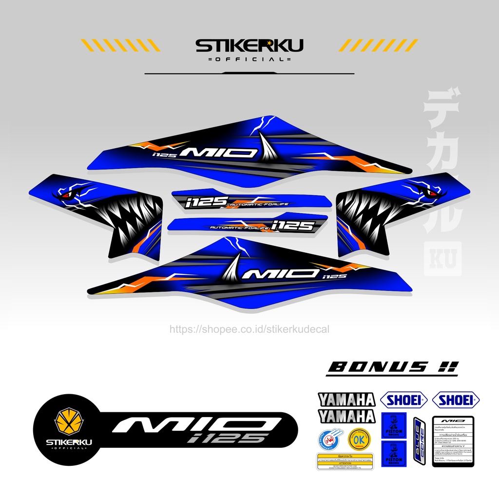 Yamaha MIO I 125 STOCK DECAL / STRIPING MIO M3 /Z / 125/ STICKERS ...