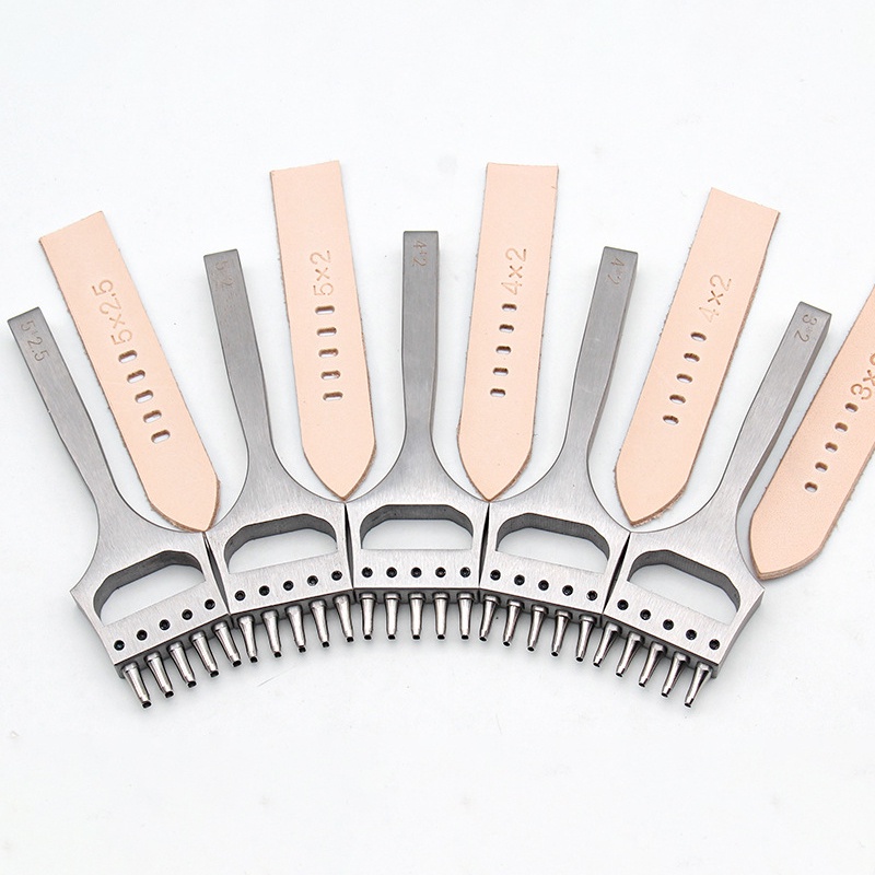 Strap Hole Punch Flat Oval Interchangeable Head Handmade Leather Tool ...
