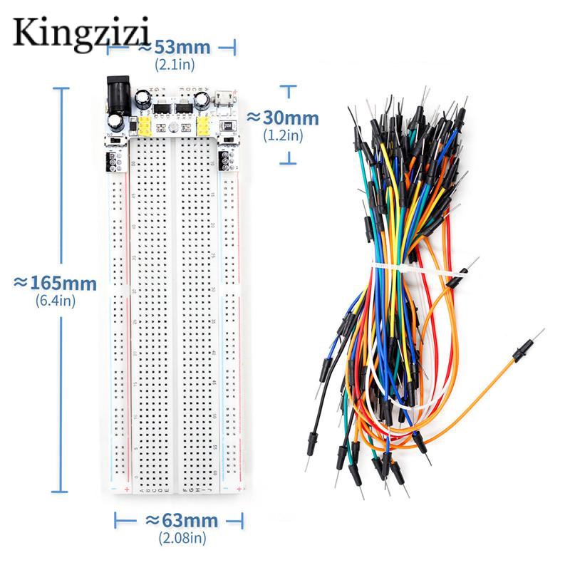 3.3V/5V MB102 Breadboard power module+MB-102 830 points Solderless Prototype Bread board kit +65 ...