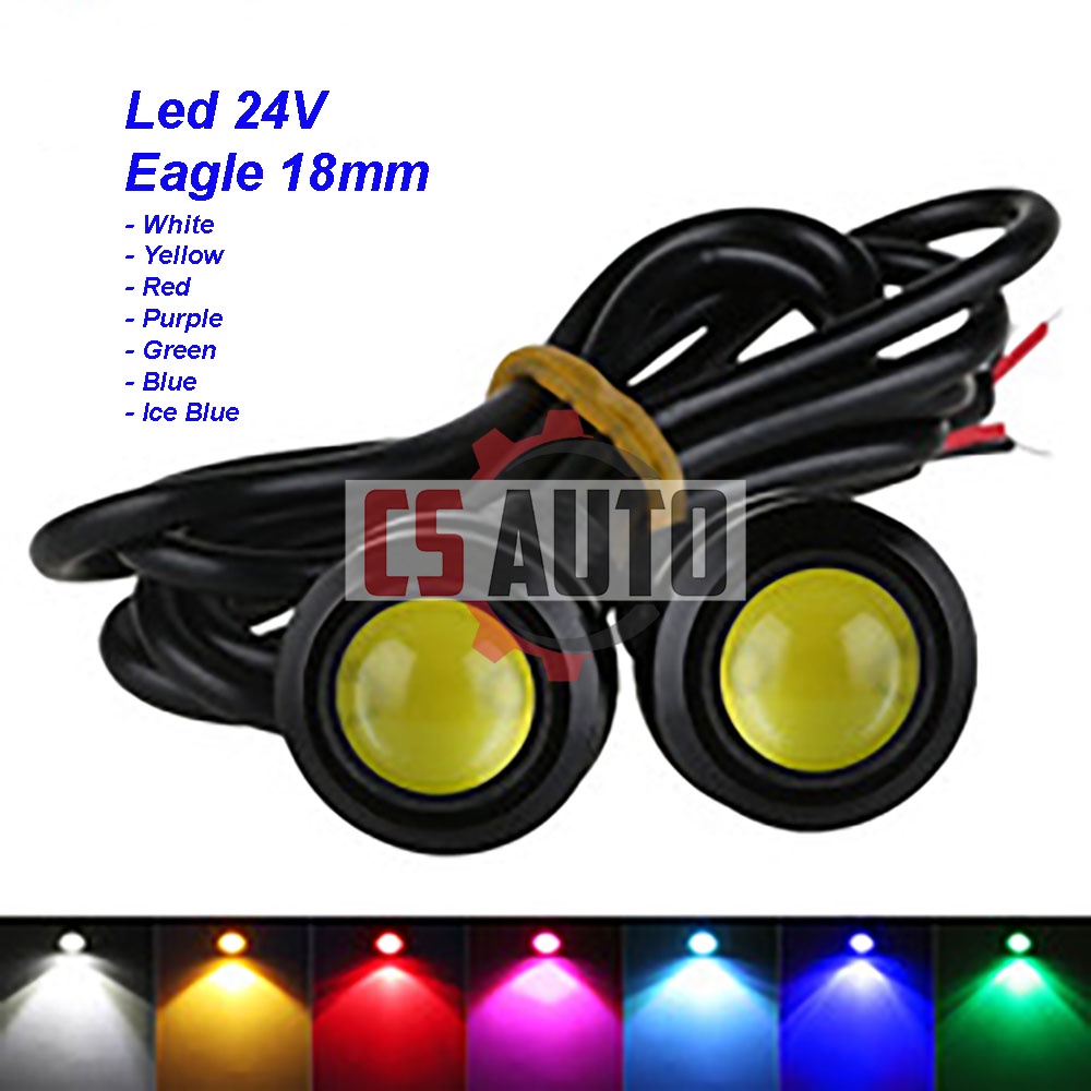 CS 2pcs x LED 24V COB Eagle Eye 18mm Front Small Fog Light White Blue ...