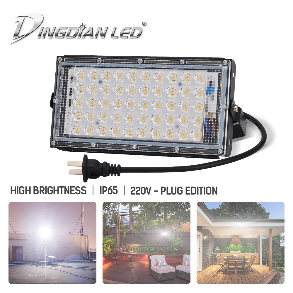 DingDian LED LED 220V Flood Light With Plug Outdoor IP65 Waterproof 50W ...