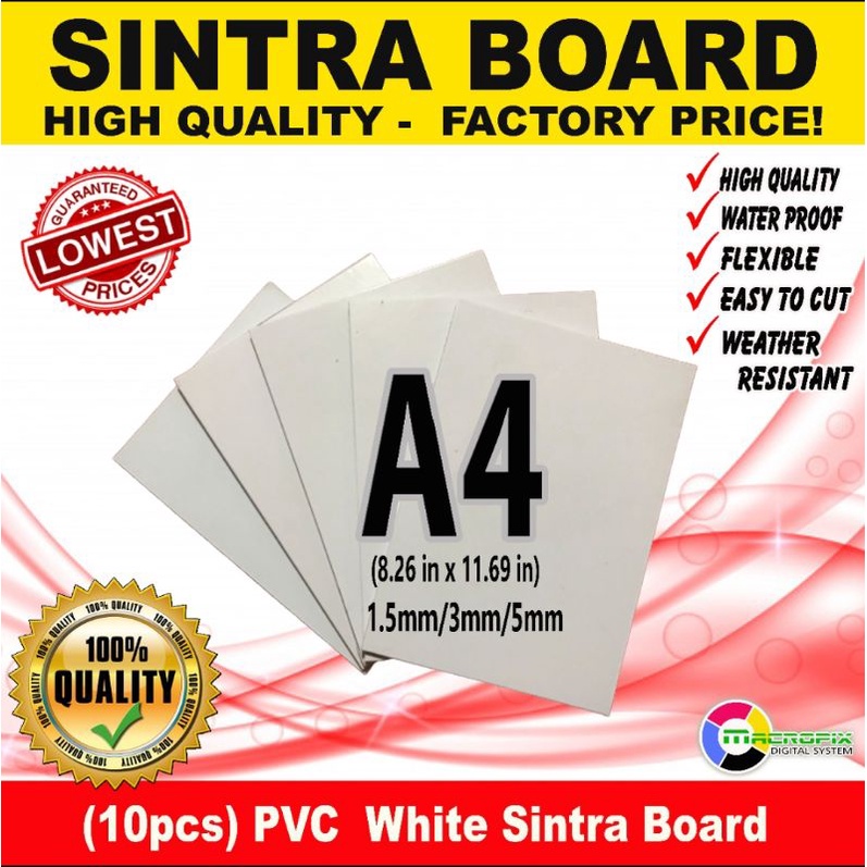 (10pcs) SINTRA BOARD / Color: White / Size: A4/ (w/ SALES INVOICE ...
