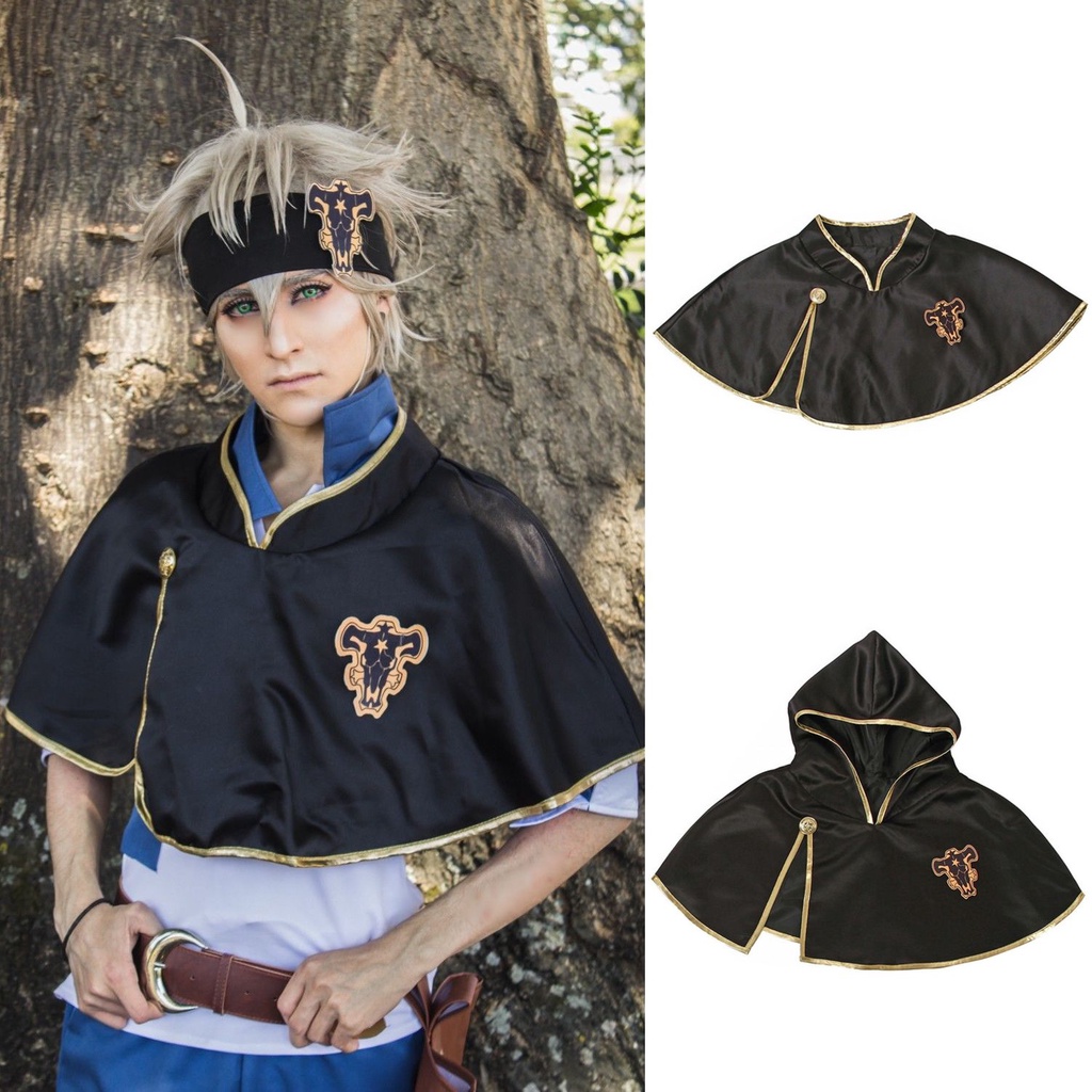 Clover Black Cloak Asta Outfit Black Bull Short Cape Cosplay Costume ...