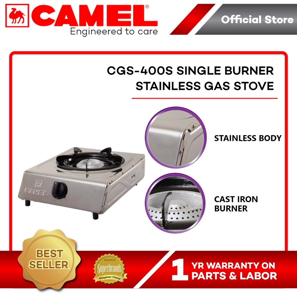 Camel CGS-400S Single Burner Stainless Gas Stove with Free Hose ...