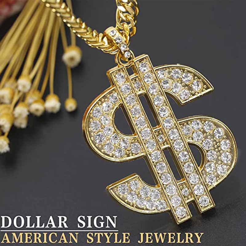 Gold Necklace Chain with Dollar Sign 18K Gold Plated Hip Hop Chain ...