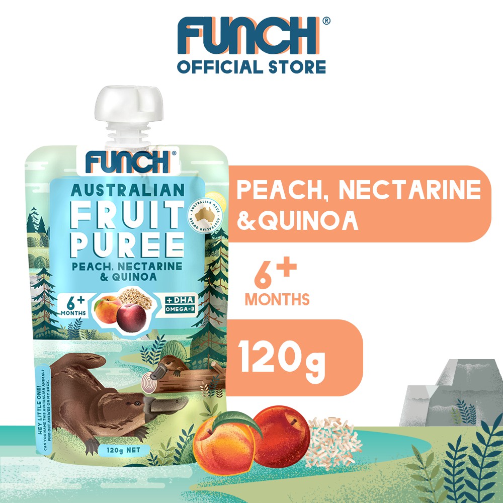 Funch Foods Fruit Puree Peach Nectarine Quinoa Dha 120g | Shopee ...