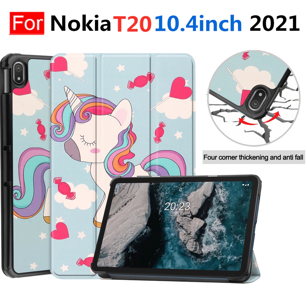 For Nokia T20 10.4inch 2021 Tablet PU Leather Case Adjustable Folding ...