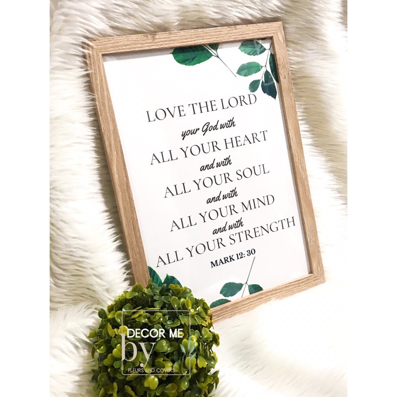 WALL DECOR FRAMES BIBLE VERSE MARK 12:30 | Shopee Philippines