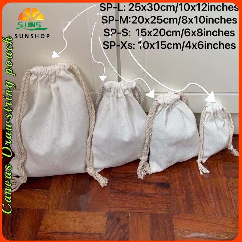 1pc Canvas Drawstring Pouch Plain design Dustproof Storage organizer ...