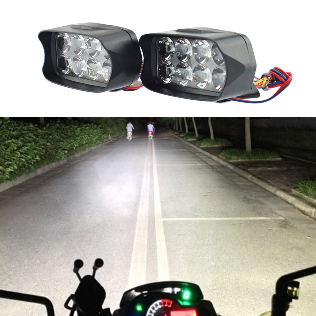 3C King8 LEDs Auxiliary Headlights Fog Light Motorbike Waterproof 6500K ...