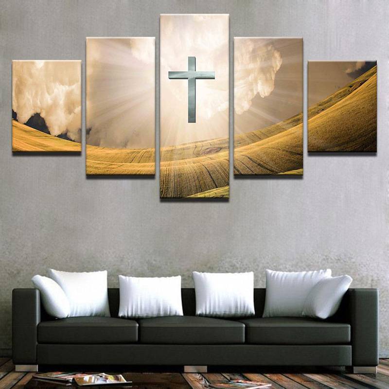 Traditional 5 Panels Glowing Jesus Crosses christ relijious Pictures ...