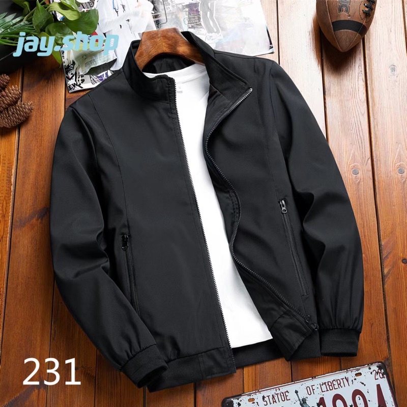 men‘s Plain Bomber Jacket Turtle neck Casual No hood with pocket With ...