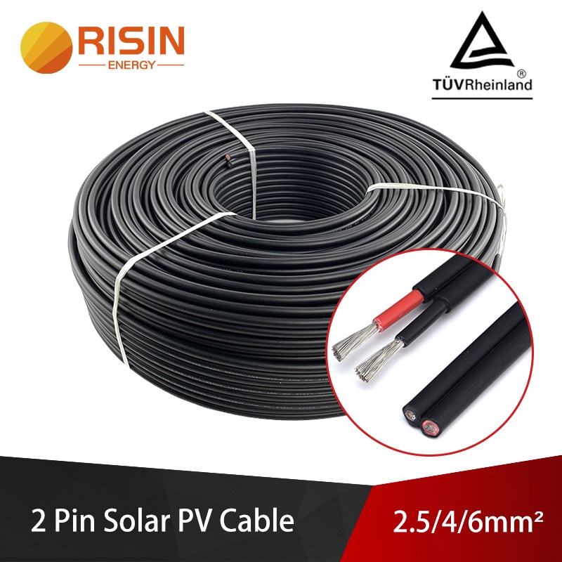 2X4mm 2X6mm Twin Core Solar PV Cable TUV Approved PV1-F Flexible Double ...