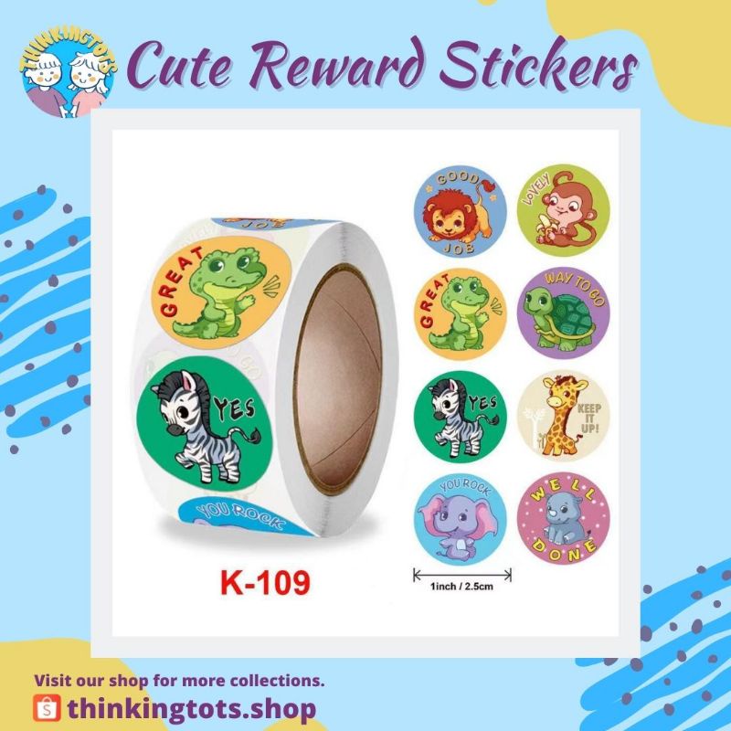 Jungle Animals Cute Rewards Stickers Motivational Sticker Cute Reward ...