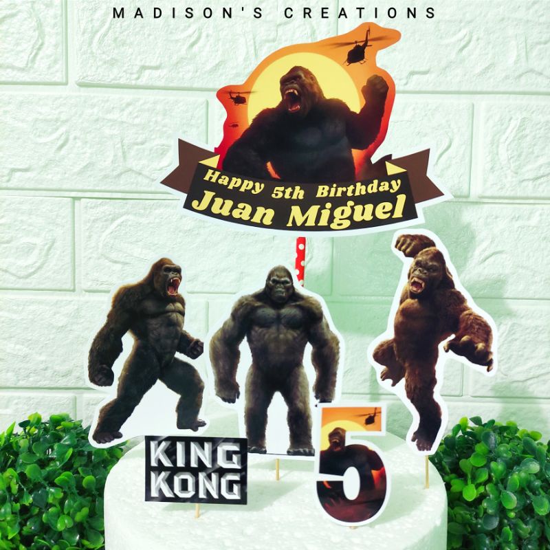 King Kong Party Cake Toppers/Banner Backdrop Set (Personalize; High ...