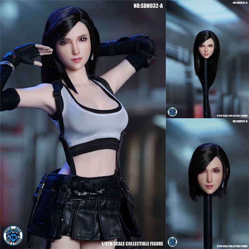 SUPER DUCK SDH032 1/6 Female Soldier Tifa Head Sculpt Carving Model Fit ...