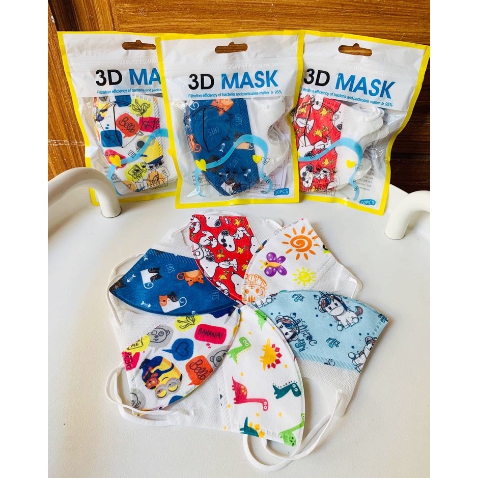 Kids 3D 3ply Face Mask 10PCS PER PACK Kid Quality Facemask High ...