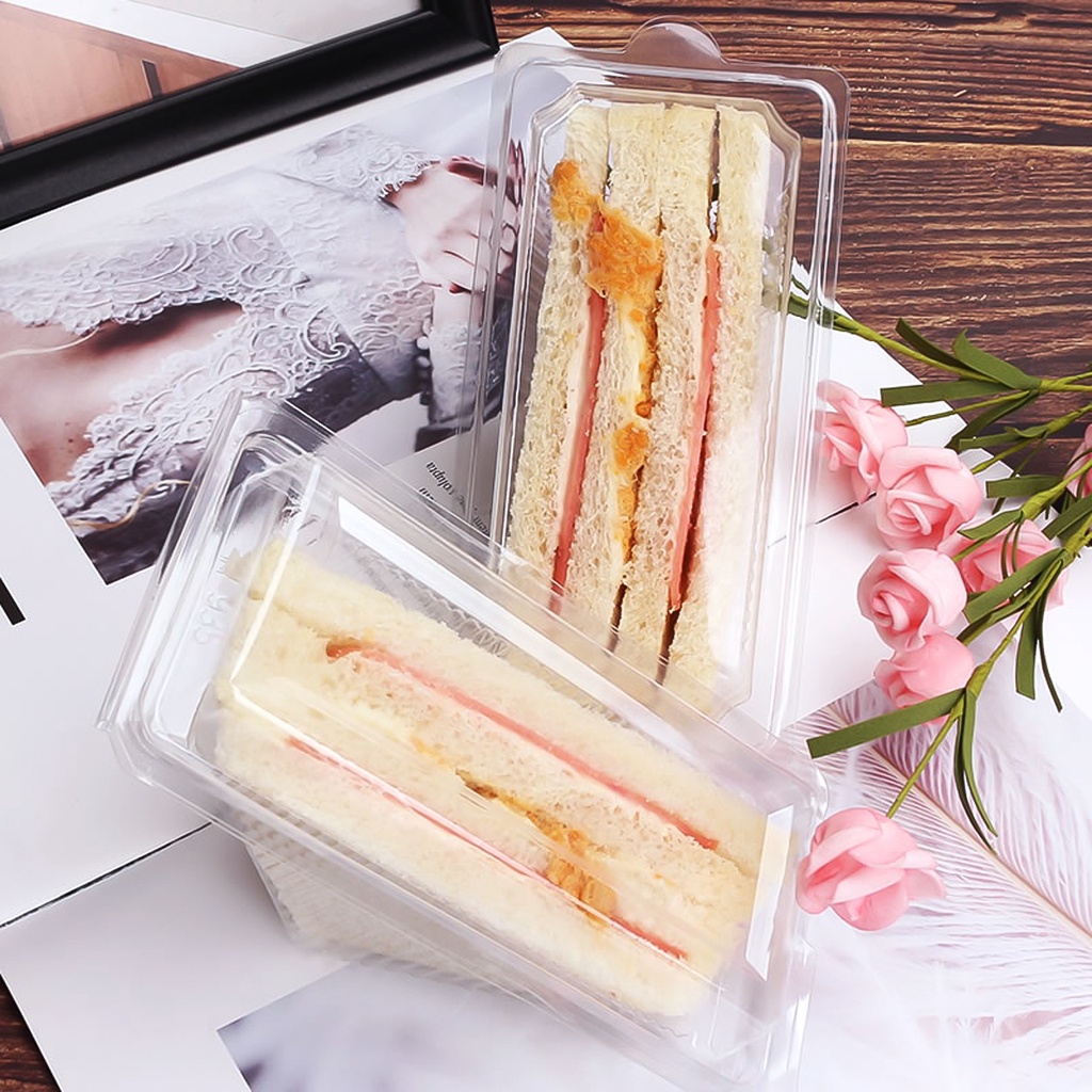 100 Pcs Packing Box Pastry Take Out Containers Triangle Sandwich ...