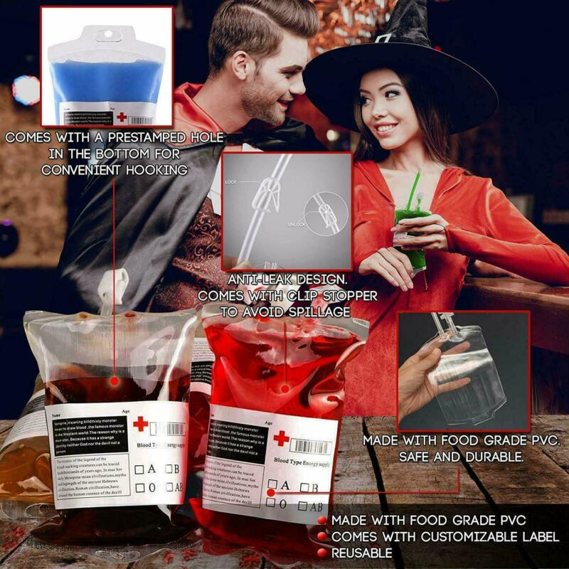 10pcs 400ml PVC Halloween Blood Drink Bag Food Grade Party Cosplay ...
