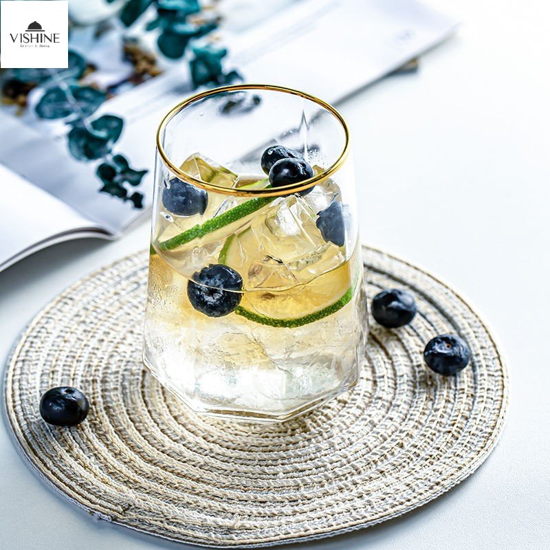300 ml Octagonal Shape Glass Whiskey Glass Cup Coffee Milk Tea Mug Home ...
